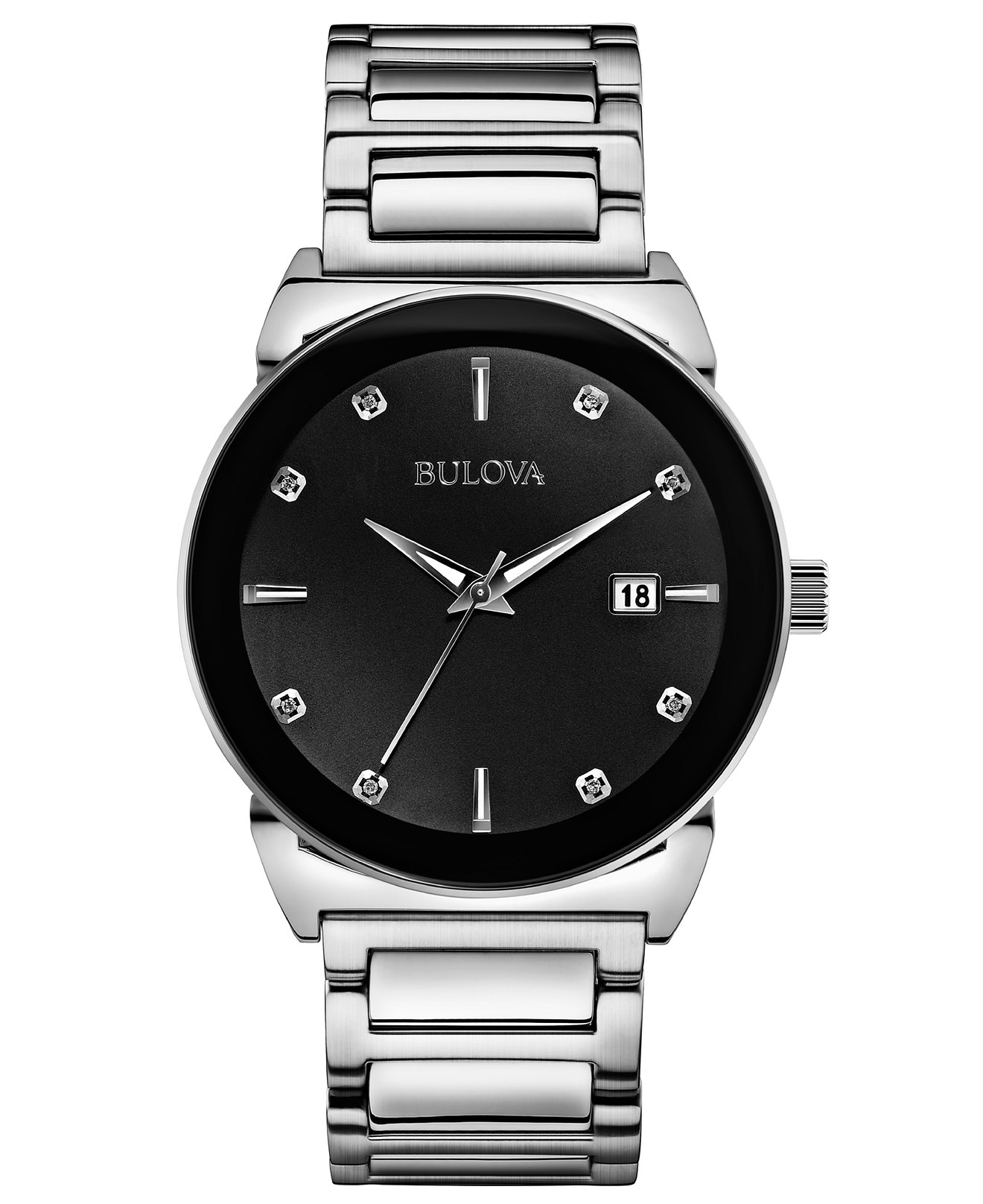 Bulova Diamond Men's Quartz Watch with Black Dial Analogue Display and ...