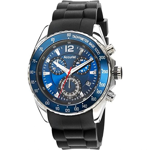 Accurist Mens Quartz Watch With Blue Dial Analogue Chronograph Display ...
