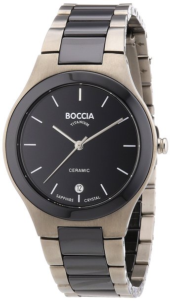 Boccia Men's Quartz Watch with Black Dial Analogue Display and Black ...