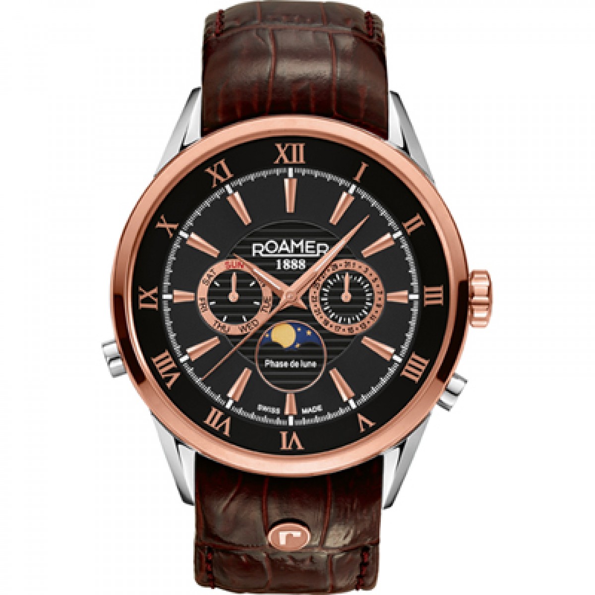 Roamer of Switzerland Superior Moonphase Men's Quartz Watch with Black ...